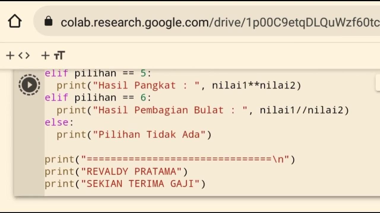 cara membuat kalkulator sederhana Menggunakan google colab!!! - YouTube