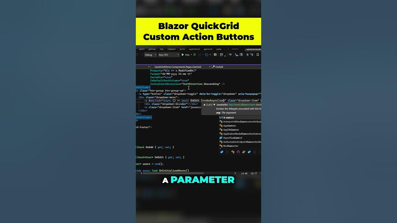 Blazor Quick Grid Action Buttons - #blazor #dotnetcore - YouTube