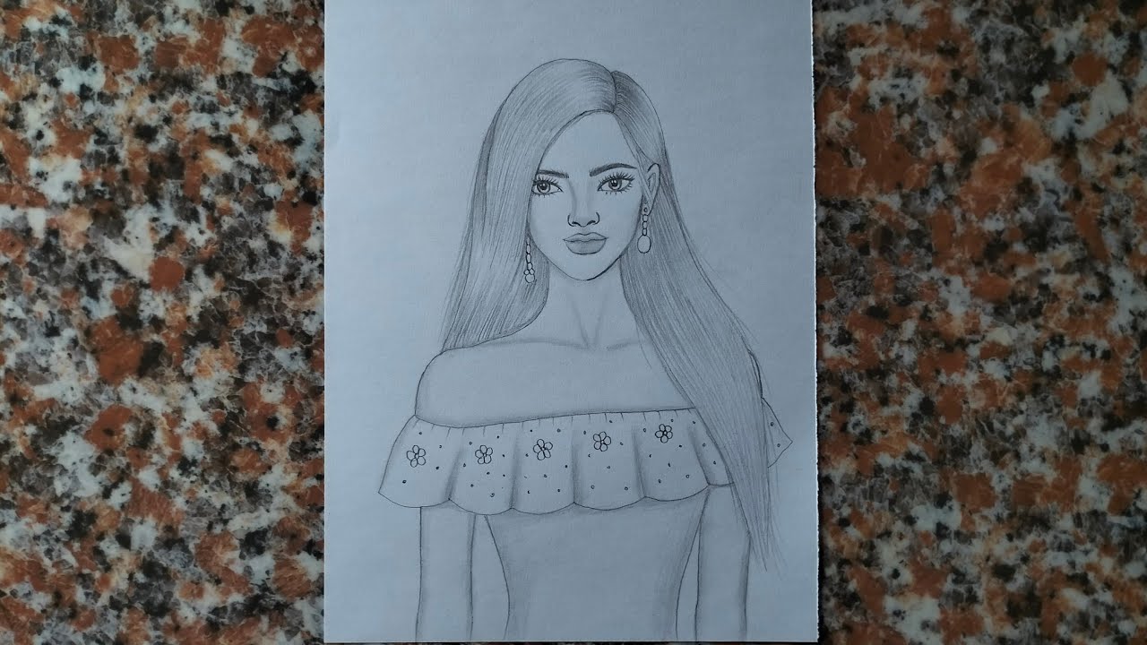 How to draw a beautiful girl step by step. pencil sketch for beginners ...