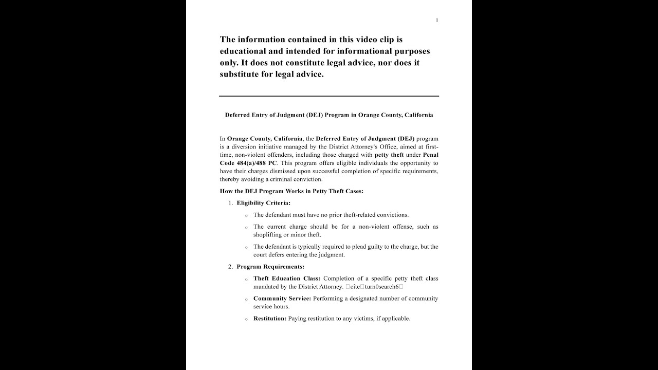Orange County's Deferred Entry of Judgment DEJ Program - YouTube