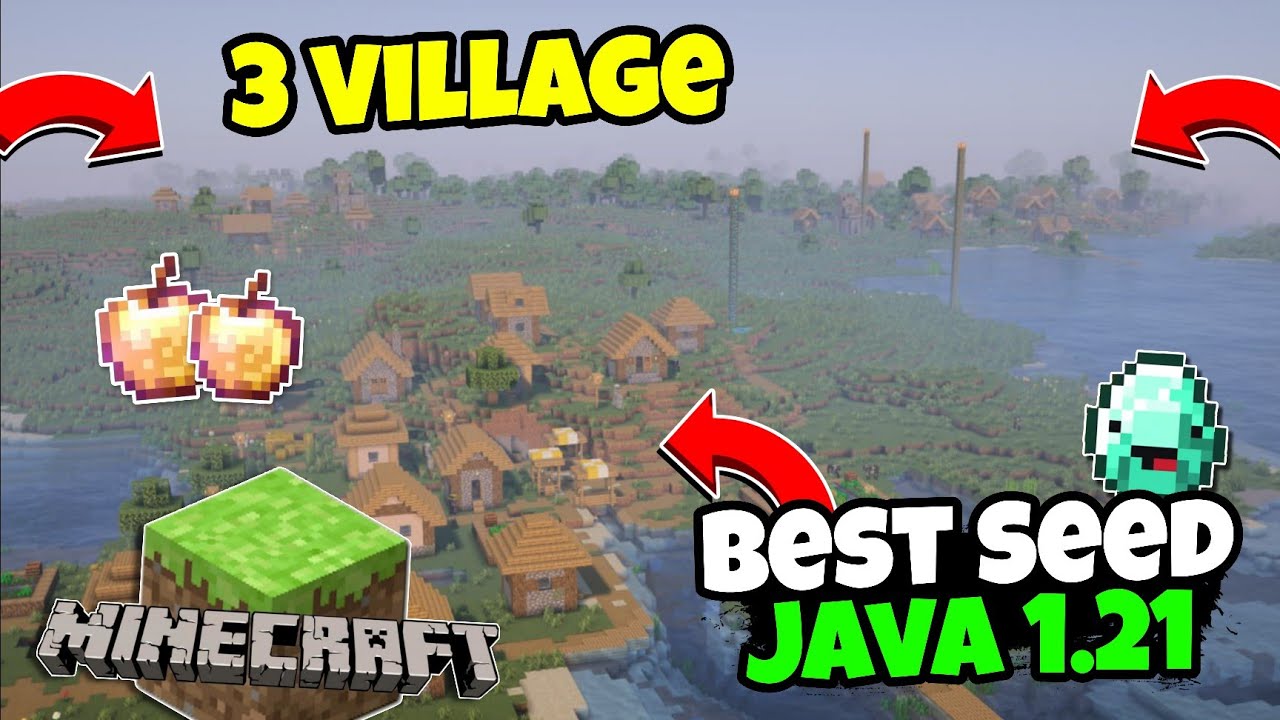 Best Seed Minecraft Java 1.21 | 3 Villages + 2 Enchanted Golden Apples! 🍏!! - YouTube