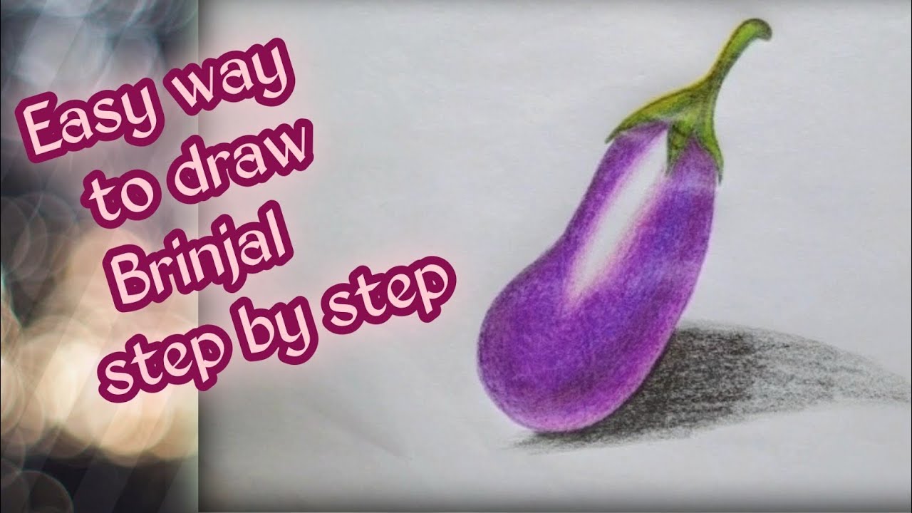 How to Draw Brinjal Step by Step|| Easy Brinjal Drawing for Kids|| An ...