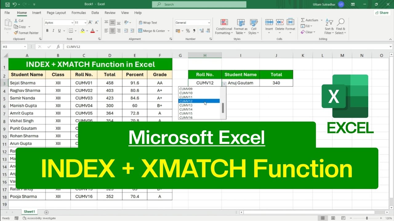 How to use INDEX XMATCH Function in Microsoft Excel | INDEX XMATCH ...