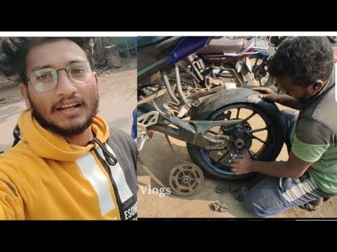 R15 v3 new tyre installation apollo alpha H1 Vlog video.#sanjucmvlogs # ...