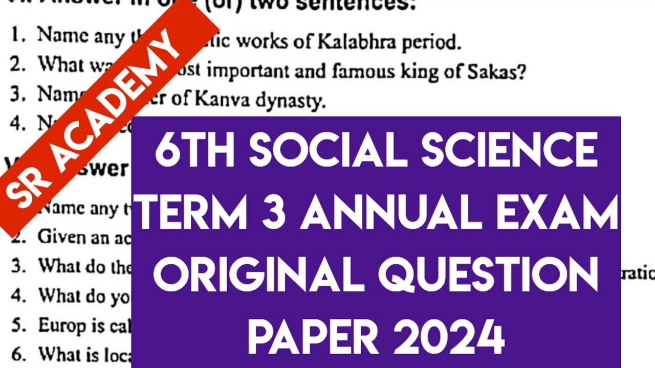 6th social science annual exam 2024 original question paper English ...