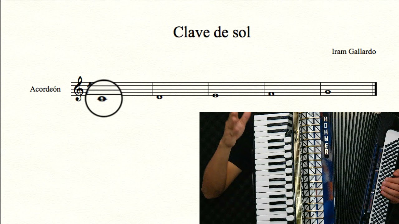 6. Curso gratuito de acordeón de tecla - Mano derecha y clave de sol ...