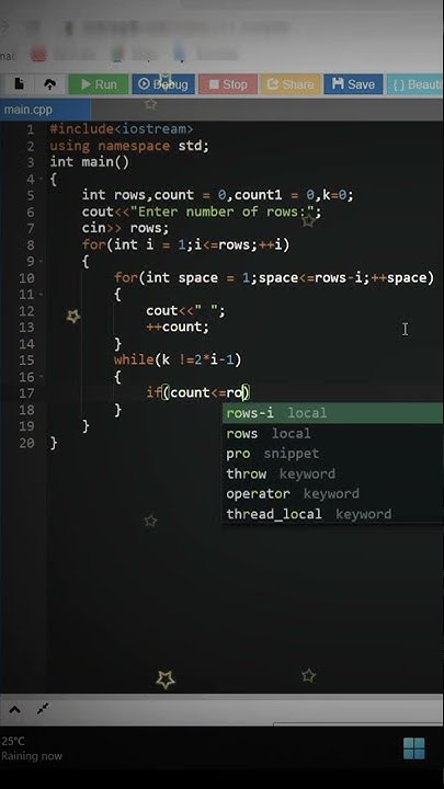 Best Pyramid Tutorial In C C Program 💯🧠 Viral Shorts