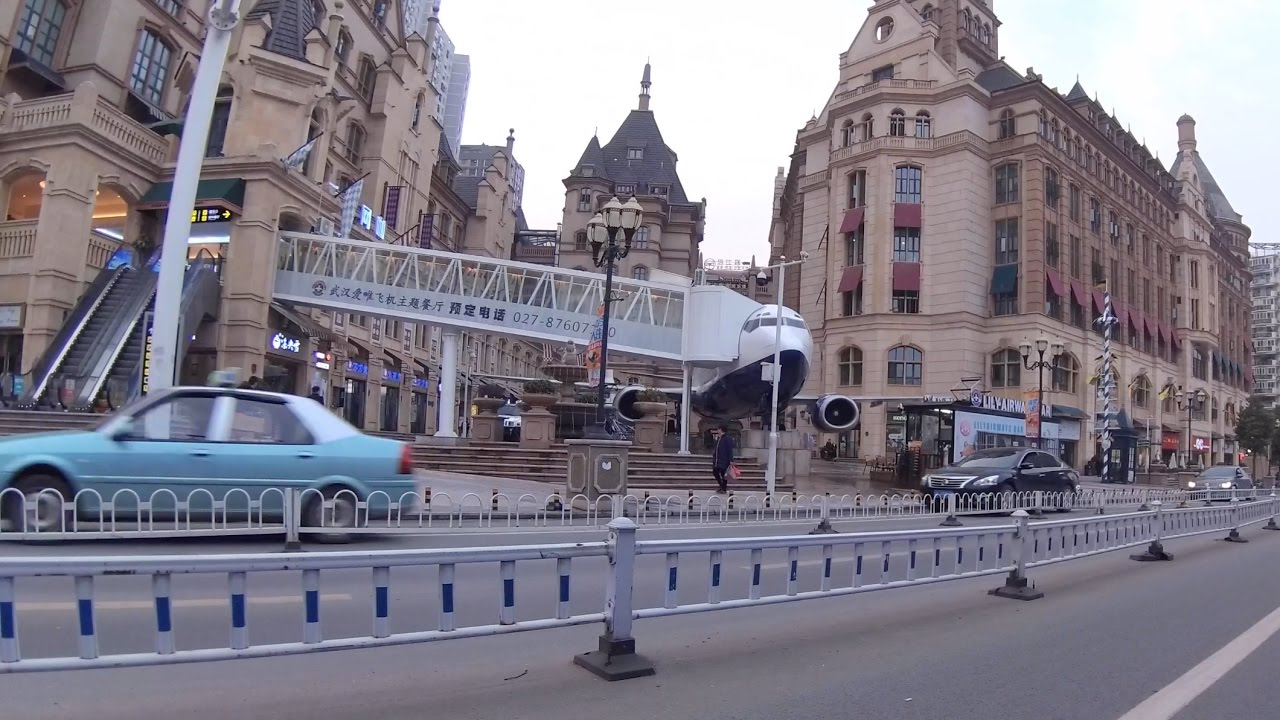 Huge Airplane in Guanggu Optics Valley Square - Wuhan City in 4k - YouTube