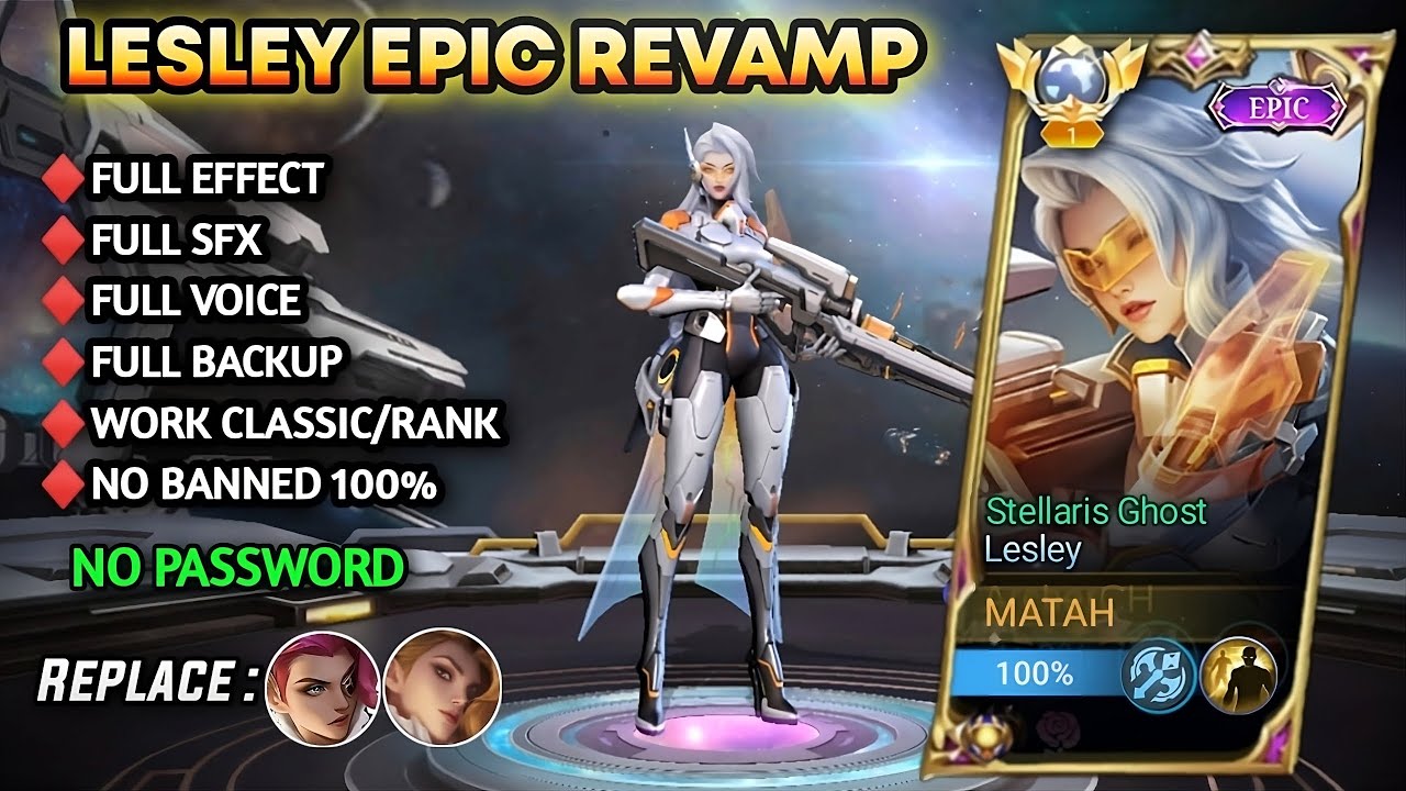 New Script Skin Lesley Epic Revamp No Password | Full Effect & Voice ...