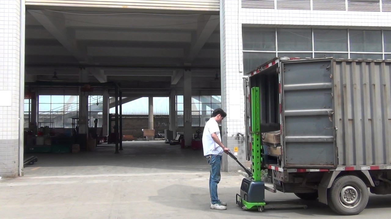 self loading forklift unload goods from van - YouTube