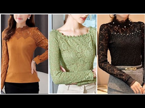 Stunning Semi Formal Floral Sheer Lace Top & Bloues Designs For Women