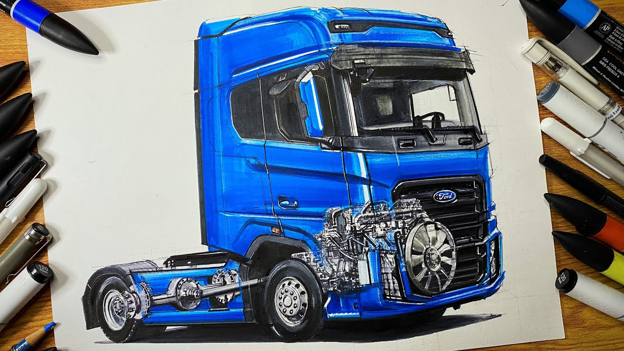Drawing Ford F-MAX Semi-Truck - YouTube