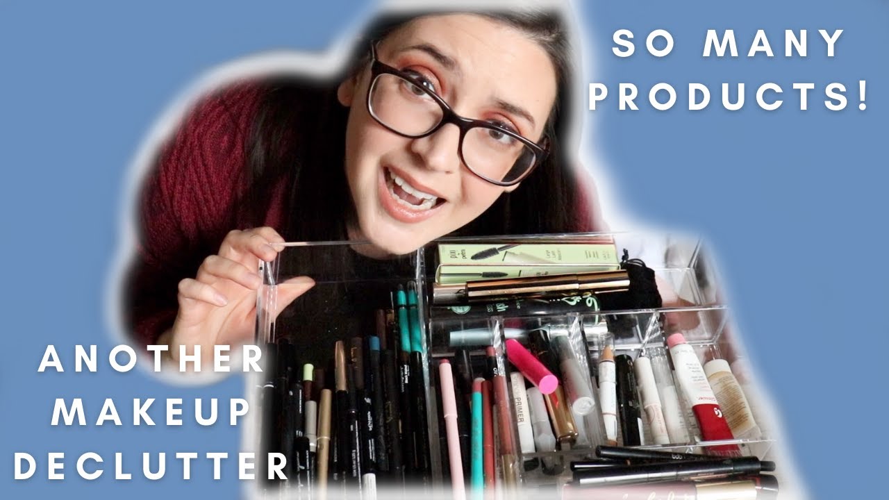 DECLUTTERING HALF OF MY MAKEUP COLLECTION | eyeliners, mascara, brows, & lipliners - YouTube