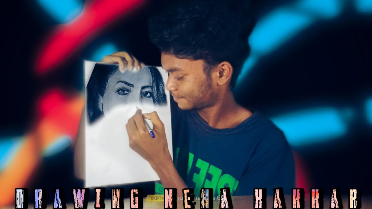 Drawing Neha Kakkar | How to draw portrait - YouTube