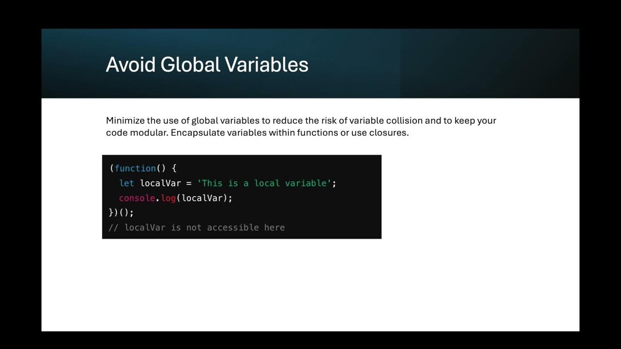 JavaScript Tip: Avoid Global Variables - YouTube