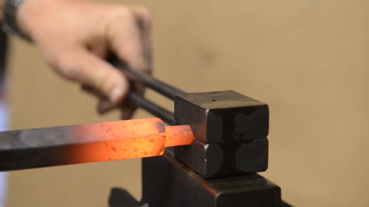 Blacksmithing - Using a spring swage. Forging tenons - YouTube