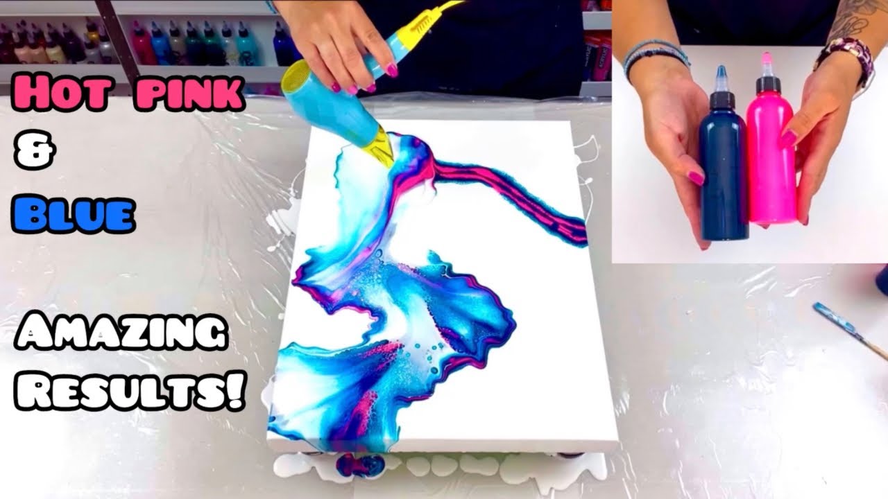 # 587 - 🩷💙NEW! Two Colors Only! Hot PINK & Blue - Acrylic Pour Painting ...
