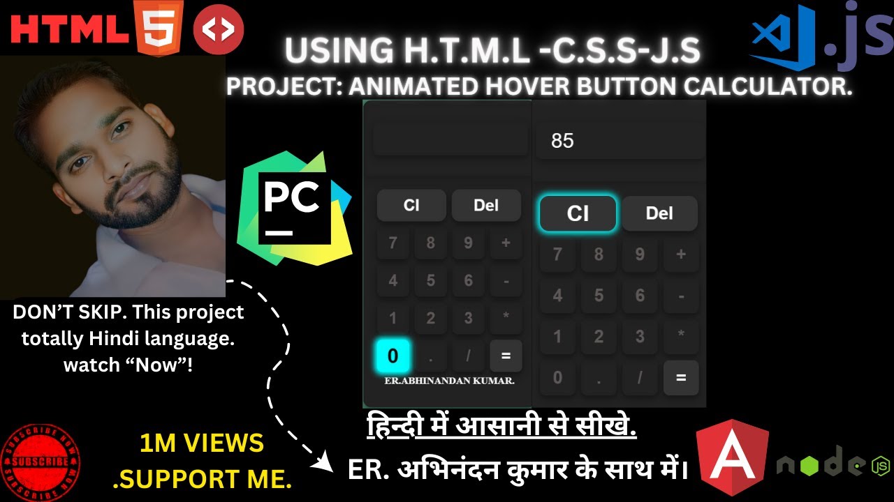 ANIMATED HOVER BUTTON CALCULATOR USING HTML-CSS-JS. #programming #html ...