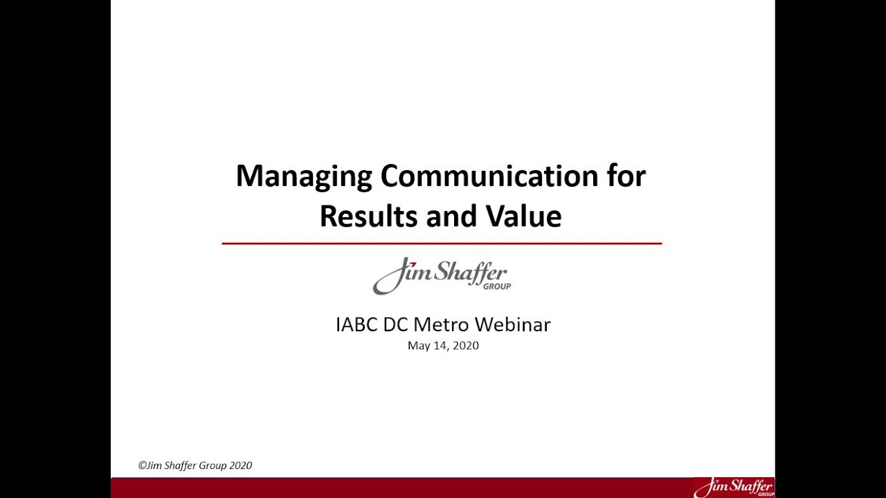 Managing Communication for Results and Value - YouTube