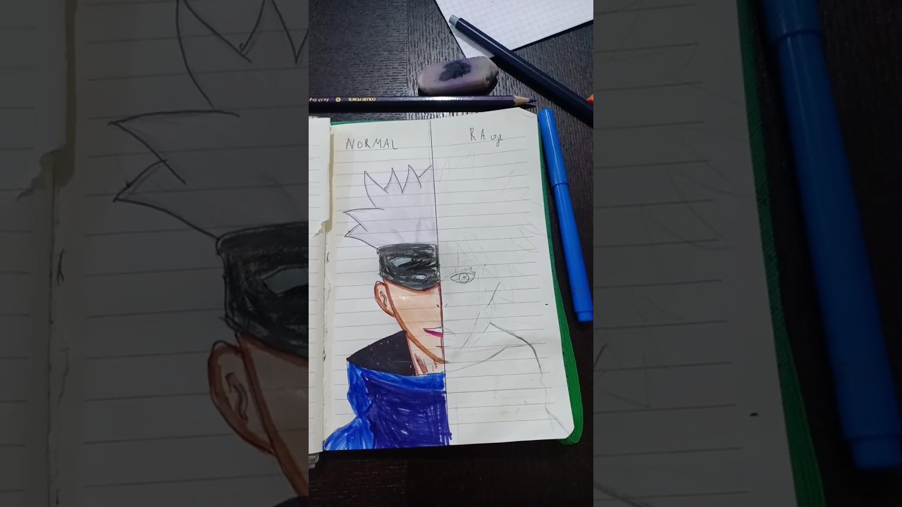 GOJO SATORU drawing & coloring normal vs rage - YouTube