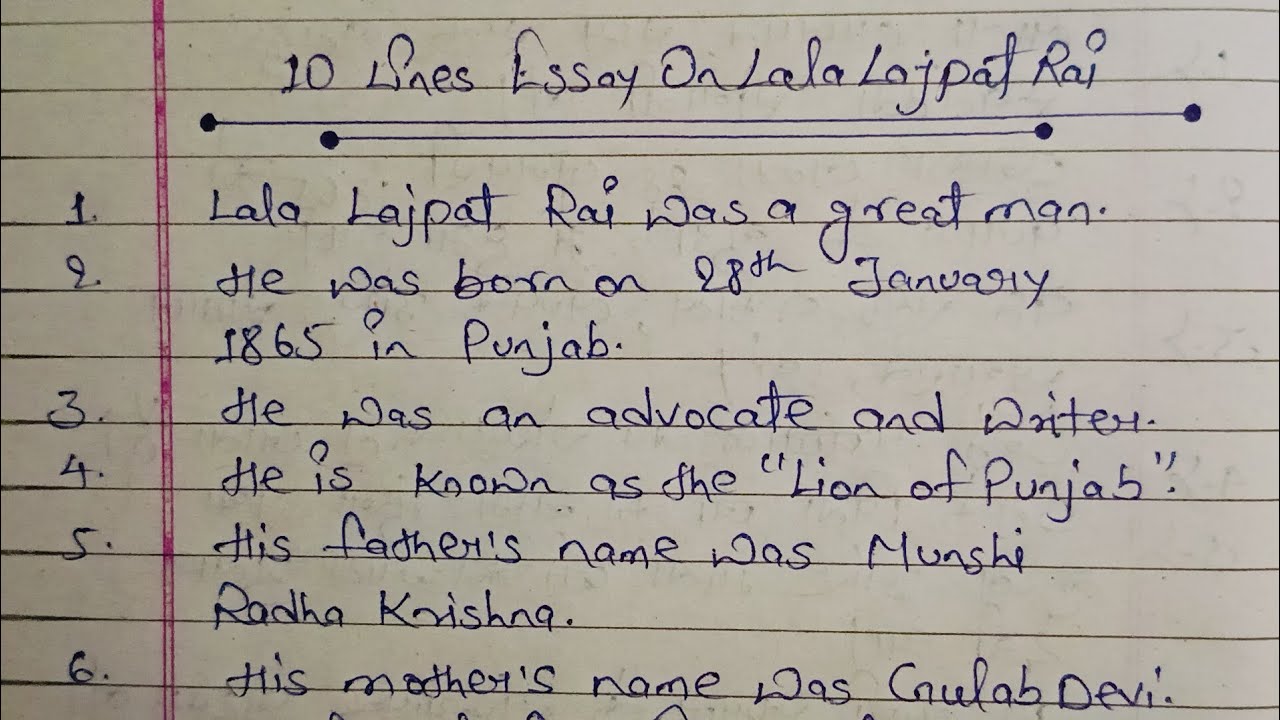 10 lines on Lala Lajpat Rai in English | Essay on Lala Lajpat Rai ...