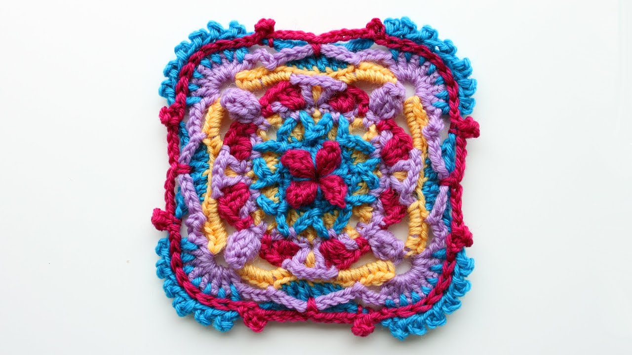Colorful overlay crochet square tutorial, part 3 of 3 - YouTube