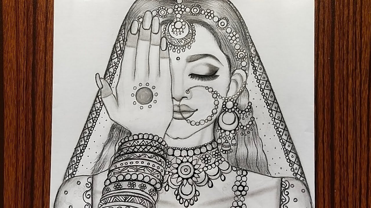 How to draw a Beautiful Traditional bride very easy | Girl drawing ...