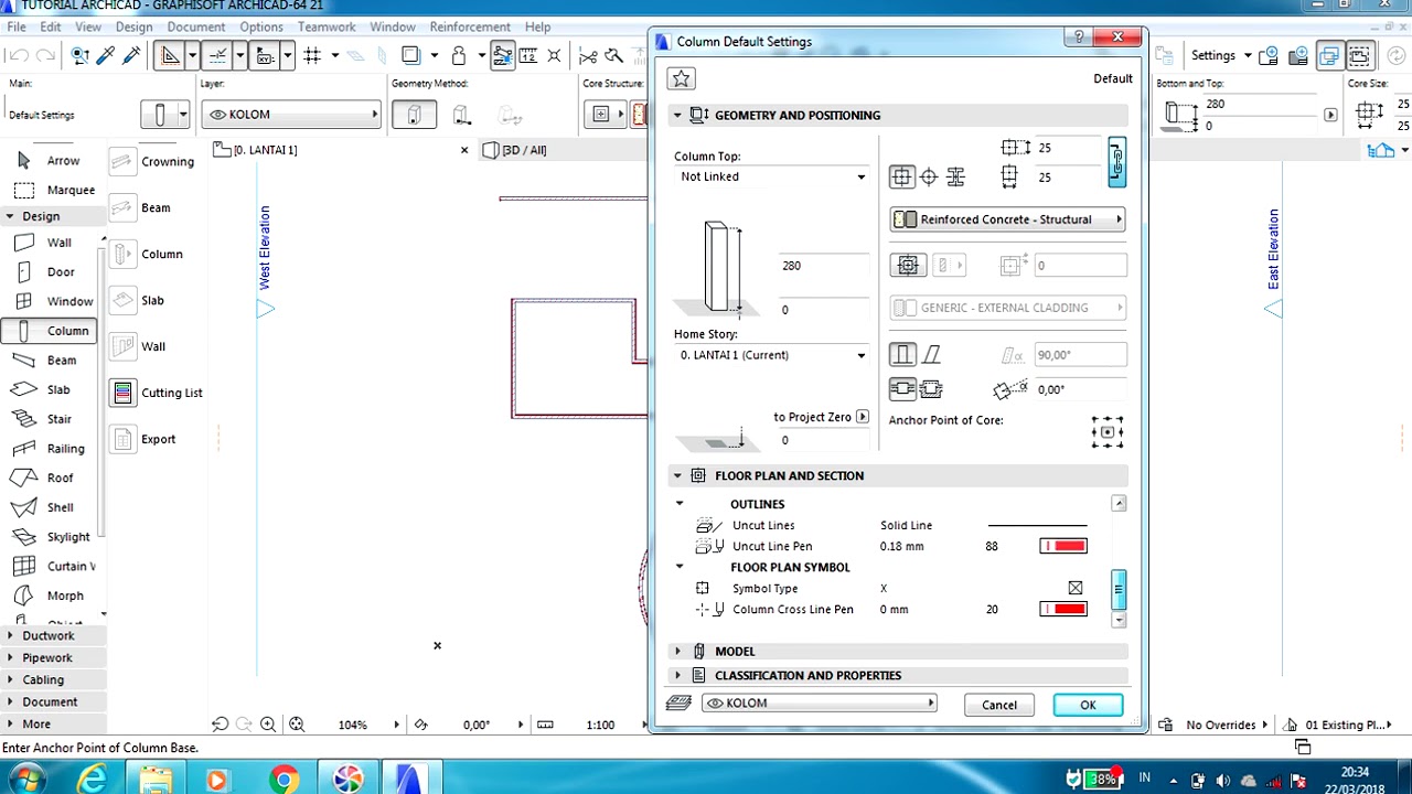 Tutorial Archicad 21 Cara Membuat Kolom (Column) - YouTube