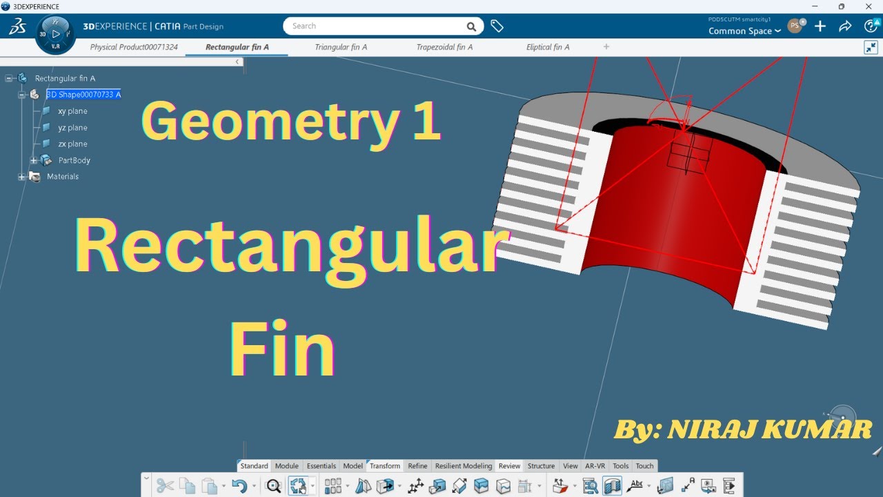 Geometry 1| Design of Rectangular Circular Fin | 3D Modeling & Optimization - YouTube