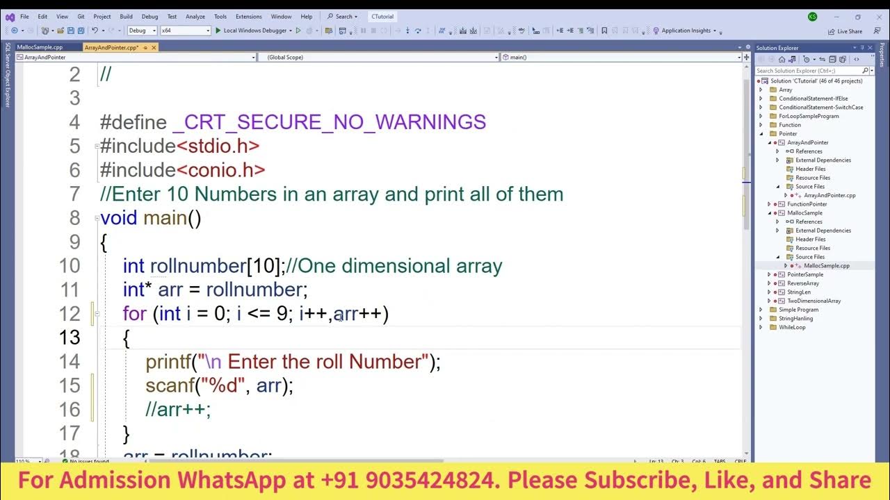 C Programming - Complete Tutorial - Array with pointer - YouTube