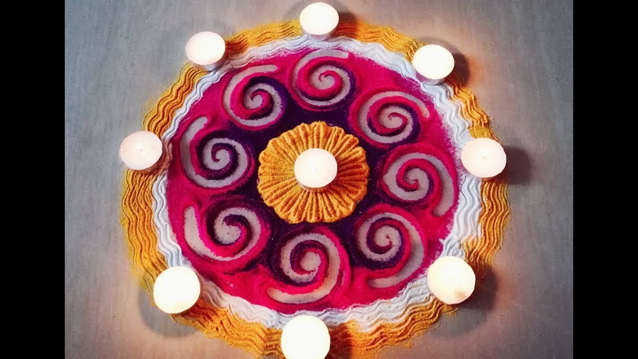 Very easy and beautiful rangoli design for Diwali 2018 - YouTube