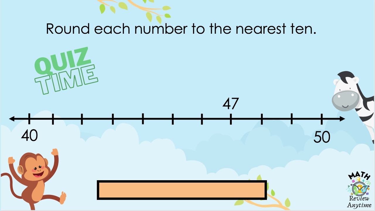 Rounding Tens on a Number Line Flash Cards - YouTube