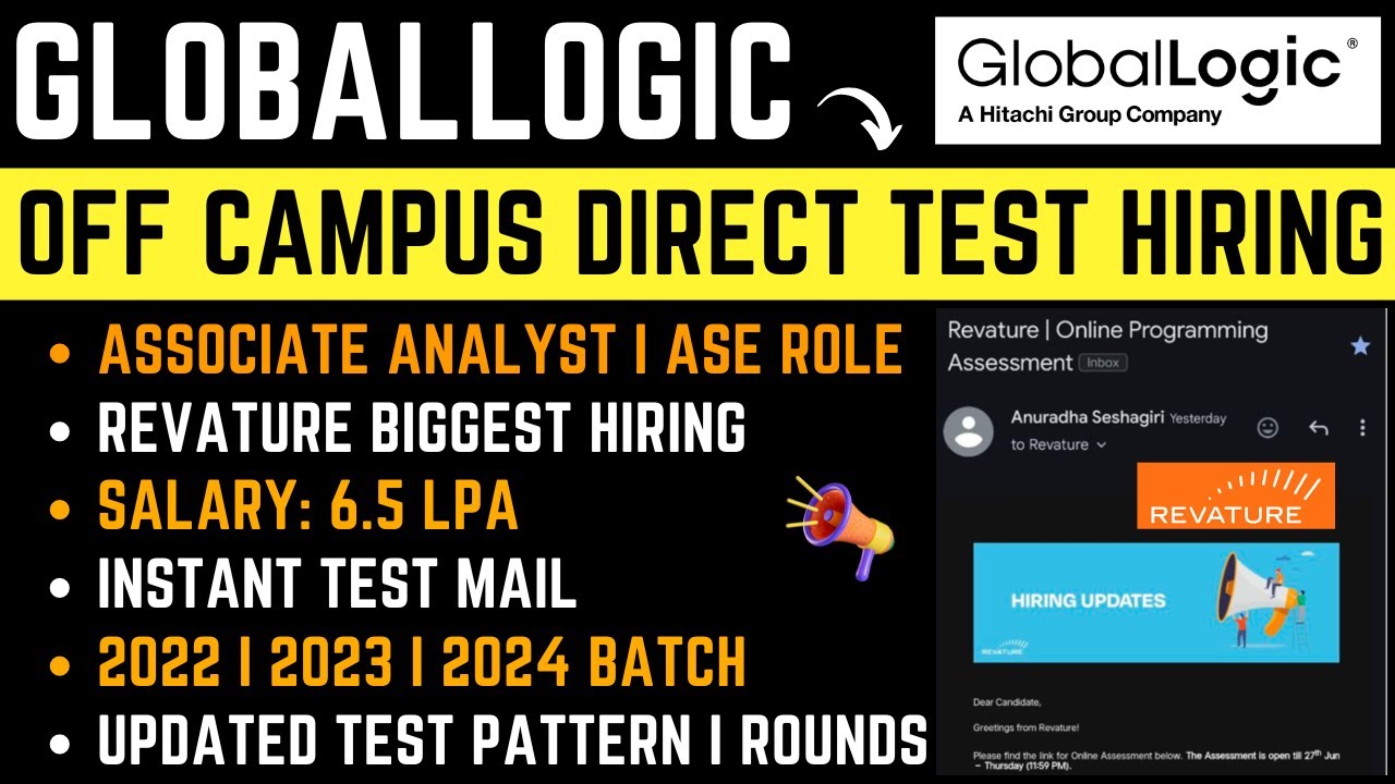 GlobalLogic & Revature Biggest Direct Test Hiring | 2022, 2023, 2024 ...