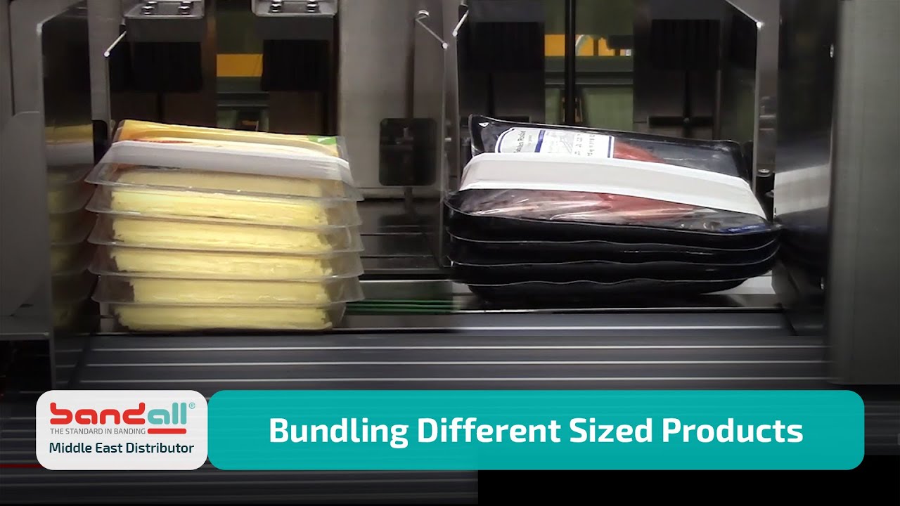 Stacking and bundling 3 different sized products - YouTube