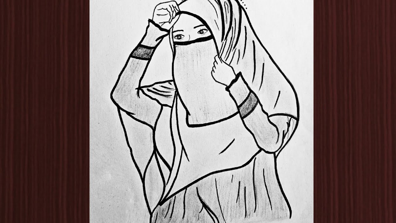 How to draw a girl wearing hijab || Muslim girl drawing || Pencil ...