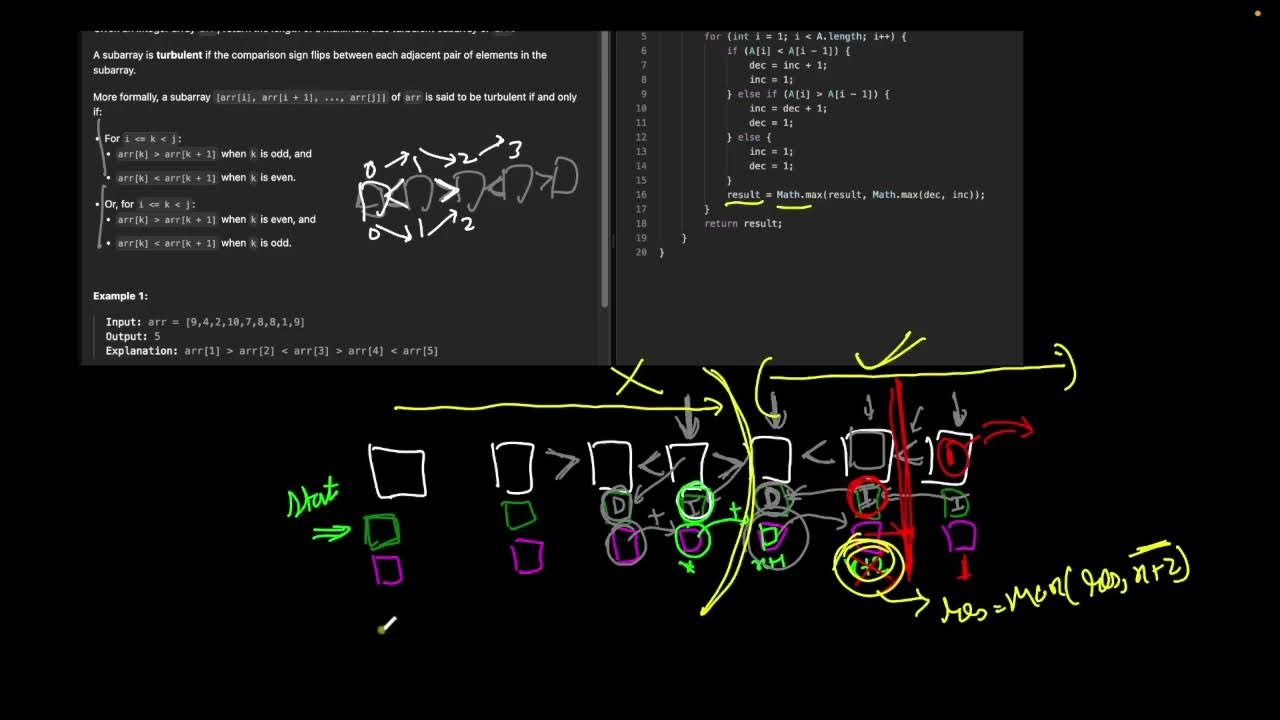 Longest Turbulent Subarray - Leetcode 987 | Previous State Lookup - YouTube