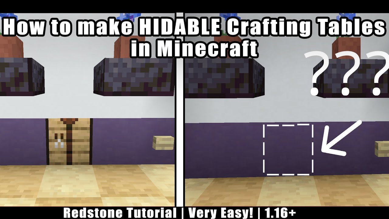 How to make a HIDABLE Crafting Table in Minecraft! | Easy 1.16+ 1.15 ...