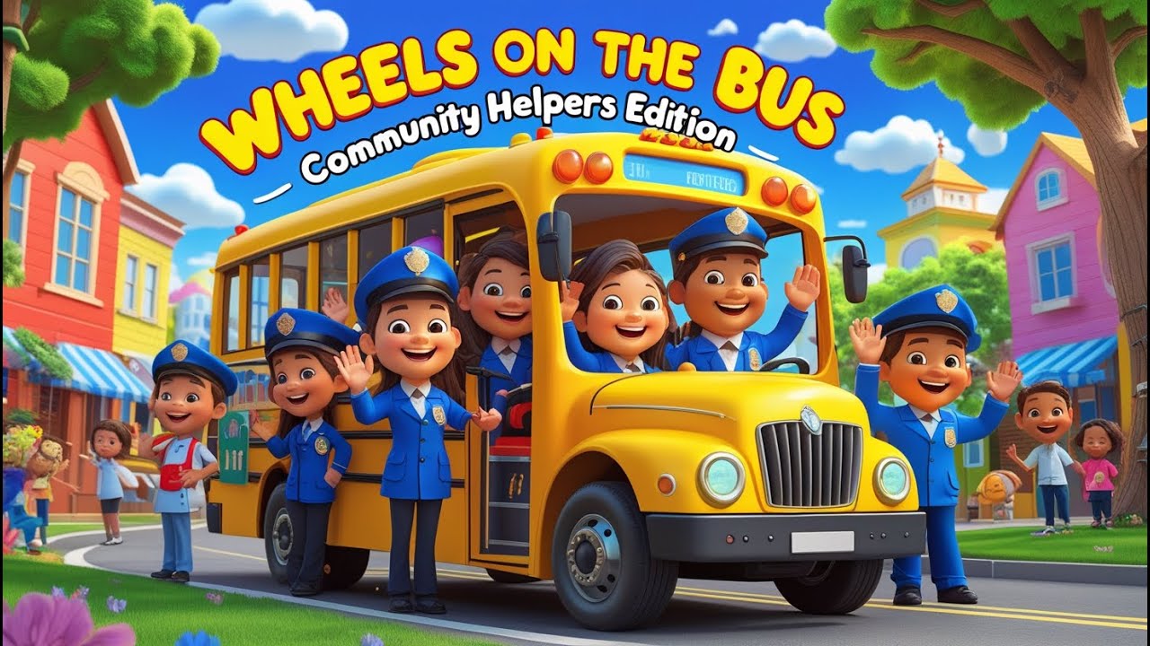 🚌 Wheels on the Bus | Community Helpers Edition | Doctor, Firefighter ...