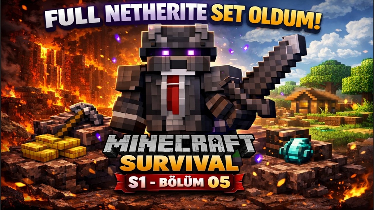 FULL NETHERİTE SET OLDUM! Minecraft Survıval | S1 - Bölüm 05 - YouTube