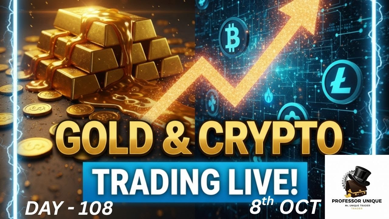CRYPTO & GOLD LIVE TRADING || DAY - 108 || 8th October || Bitcoin ...