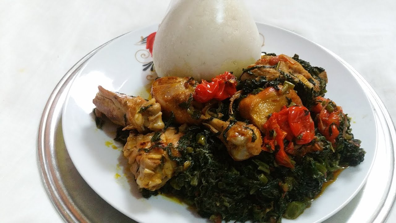 Fufu, Njama Njama And Kati Kati(Burnt Chicken Cooked In Palm Oil) - YouTube