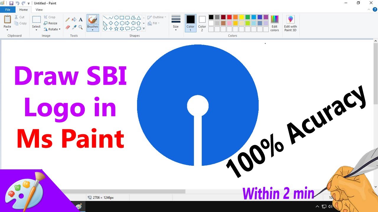 MS Paint SBI logo drawing How to Draw SBI logo in MS Paint - YouTube