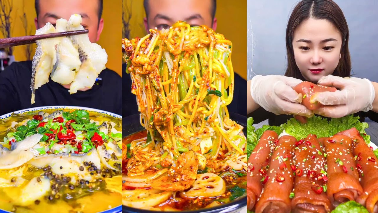 Chinese Asmr Food Eating Pickled Fish, Malatang Noodles And Soft and ...