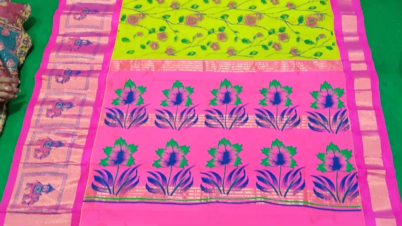 Hand loom printed Sarees - YouTube