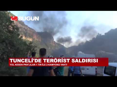TUNCELİ'DE PKK'LILAR YOL KESİP ARAÇ YAKTI