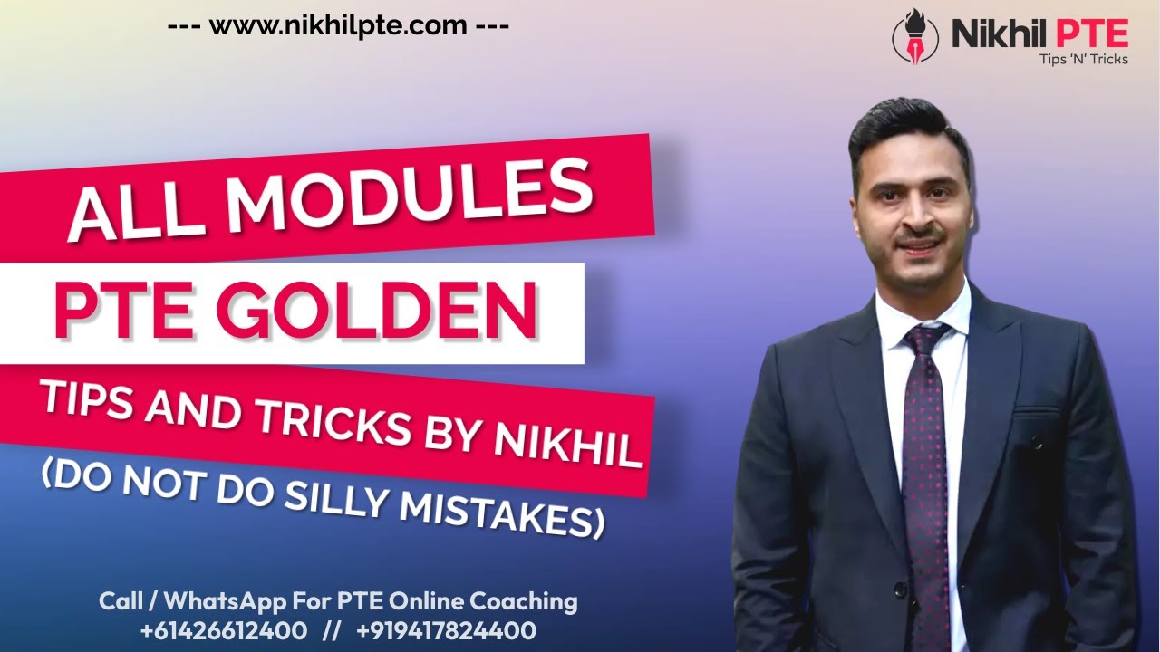 PTE GOLDEN TIPS AND TRICKS BY NIKHIL IN ENGLISH || DO NOT DO SILLY ...