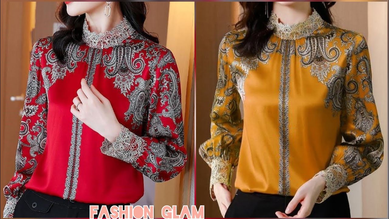 Modern Floral Print Georgette Shirts For Ladies/Printed Silk Blouse ...
