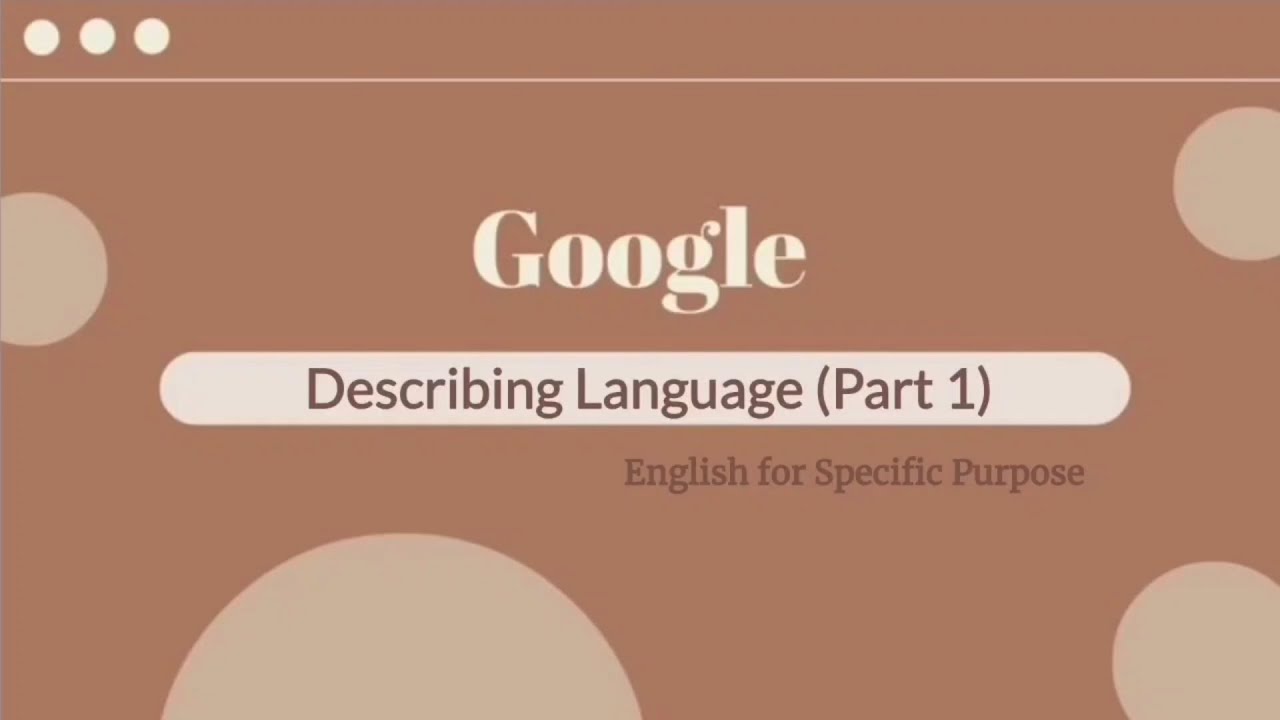 DESCRIBING LANGUAGE (PART 1) - ENGLISH FOR SPECIFIC PURPOSES - YouTube