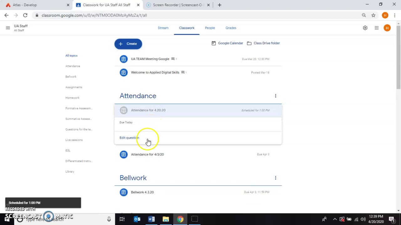 UA Google Classroom Attendance Tutorial - YouTube