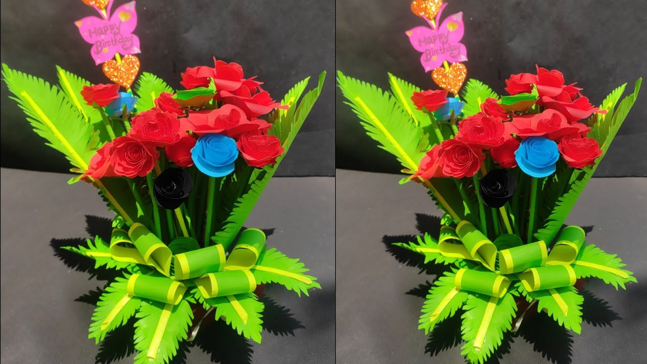Unique Flower Bouquet With Colour Paper/Best Out Of Waste/flower design ...